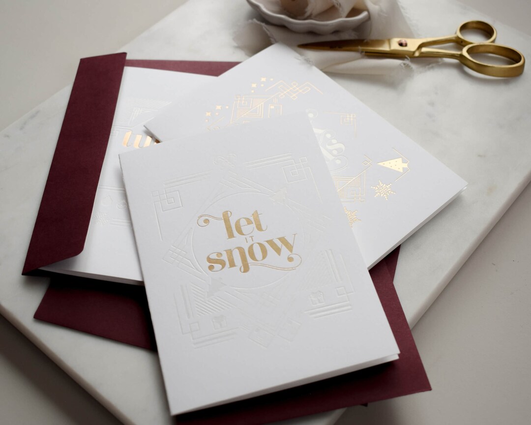 Set of Nine Luxury Gold Foil Christmas Cards - Etsy UK