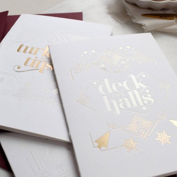 Gold Christmas Card - Etsy