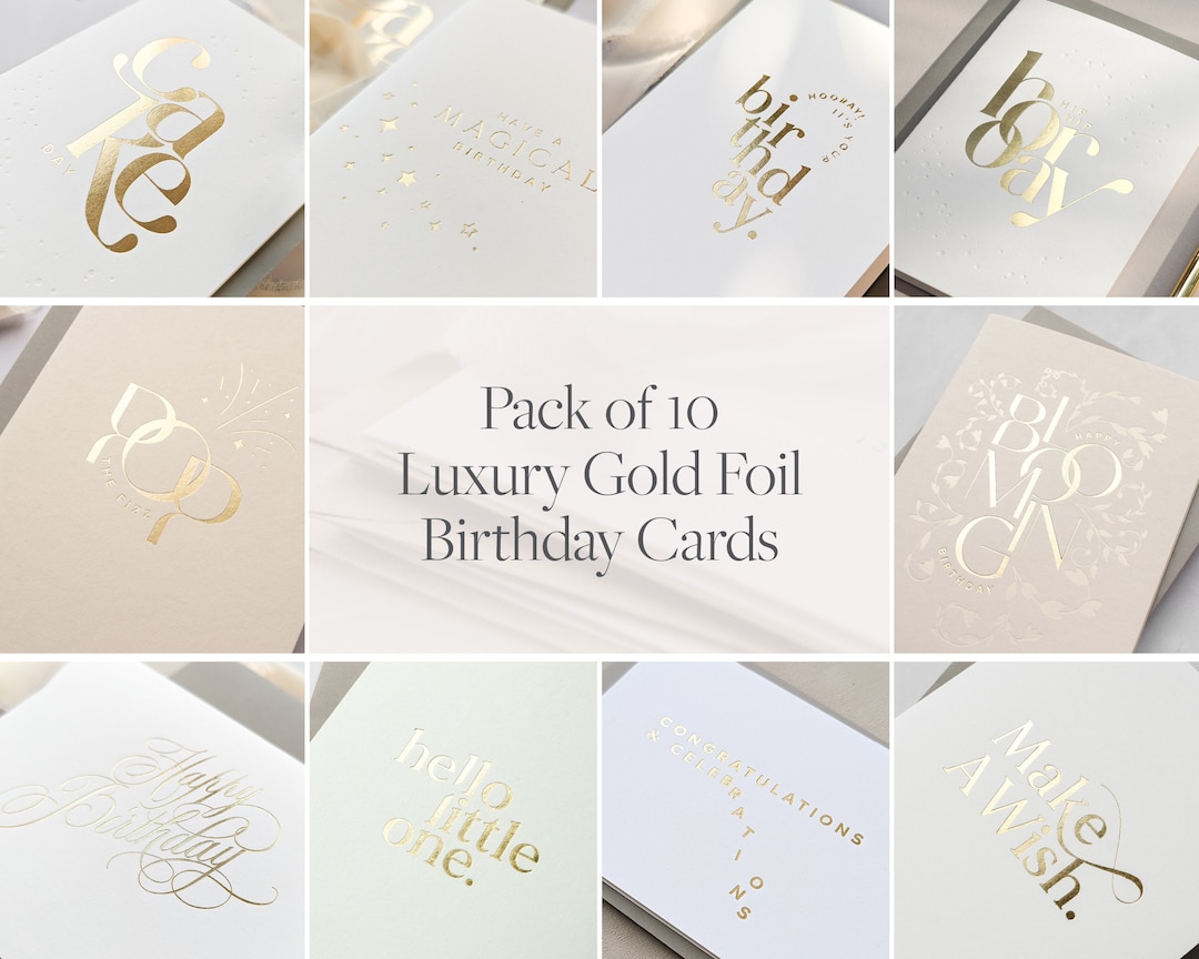 Luxury Gold Foil Birthday Card Pack of Ten Cards - Etsy