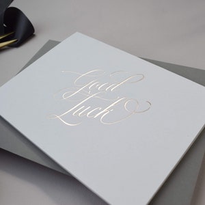Good Luck Gold Foil Calligraphy Card - Etsy