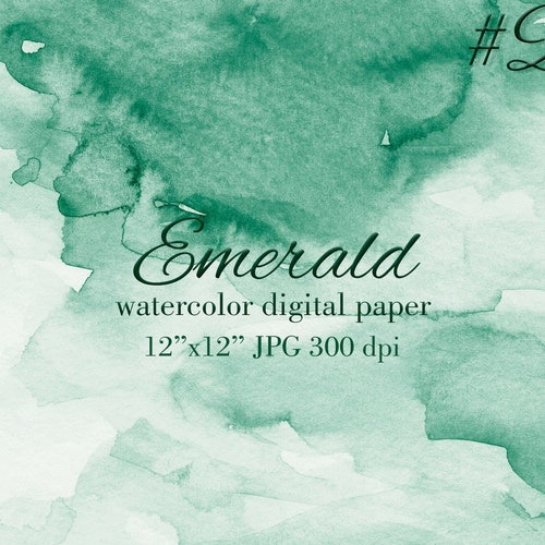 Emerald Green Watercolor Digital Paper Emerald Background - Etsy