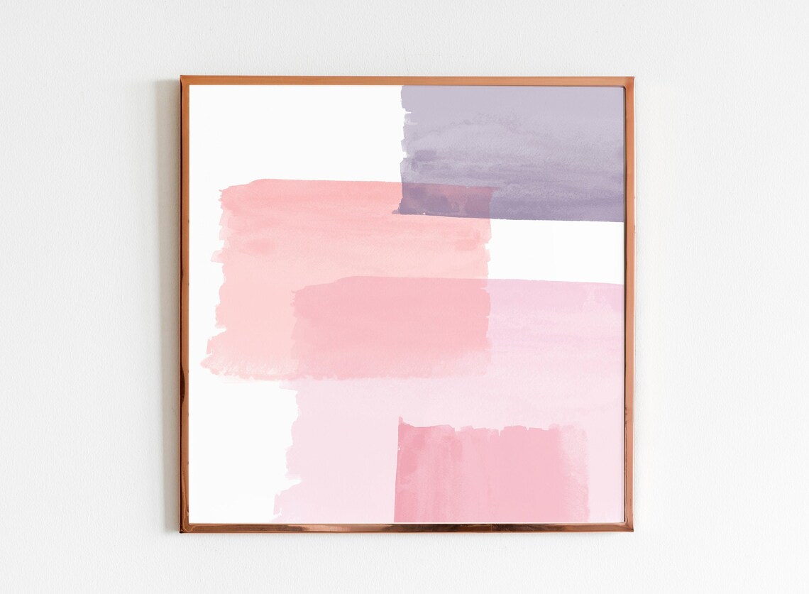 Pink Purple Watercolor Square Art Print Download Bedroom Wall - Etsy