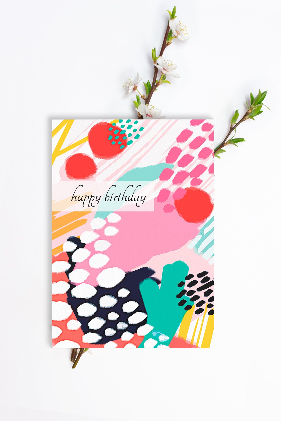 Happy Birthday Printable Card Abstract Greeting Card Colorful - Etsy