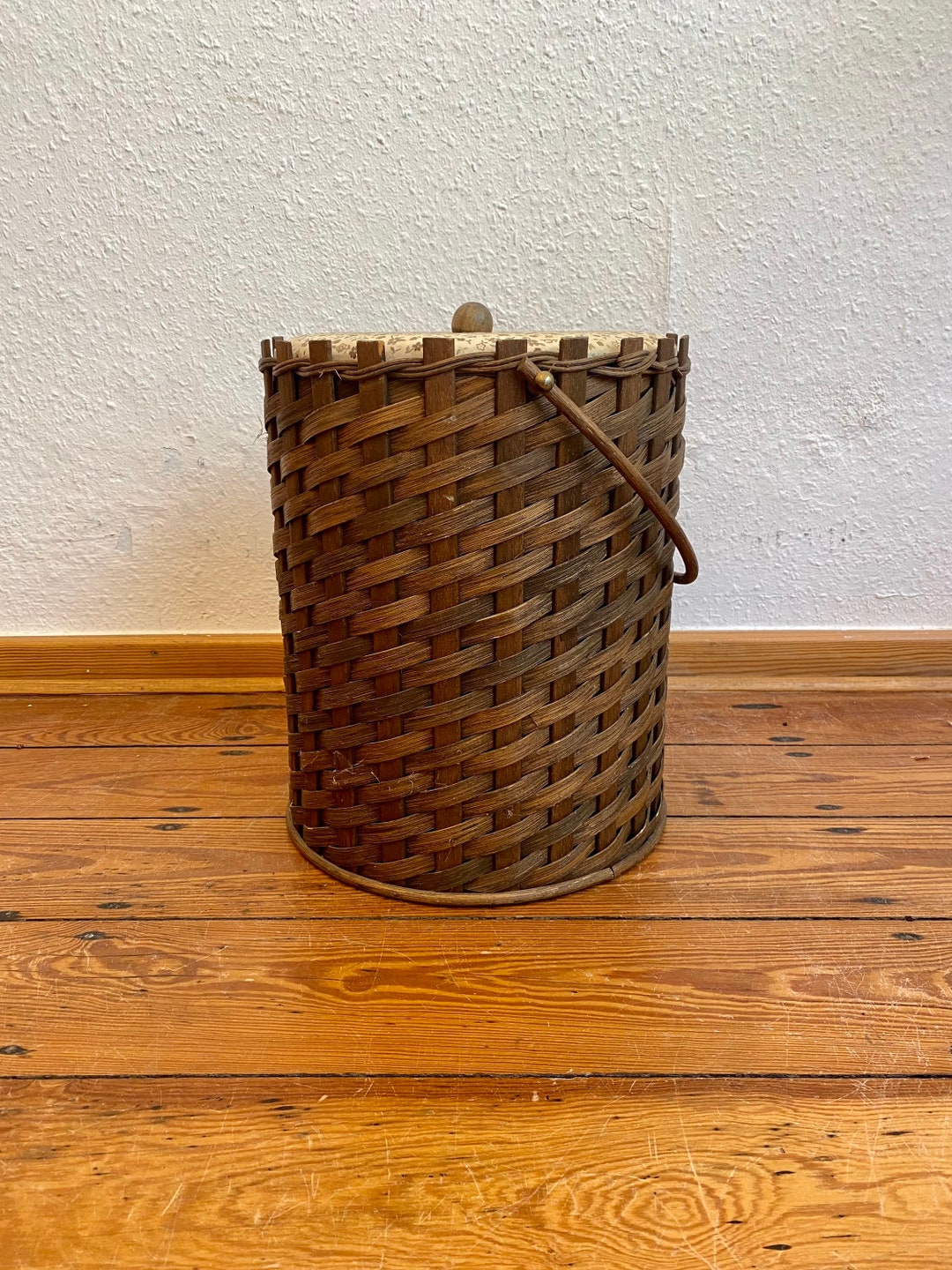 Mid Century 50s/60s Sewing Basket Made of Rattan Weave. - Etsy