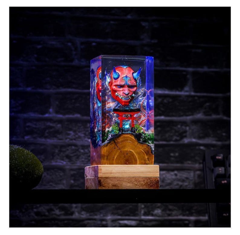H.onn.ari Han.n.ya Mask and Torii Gate Night Lamp, Japanese Lamp Torii ...