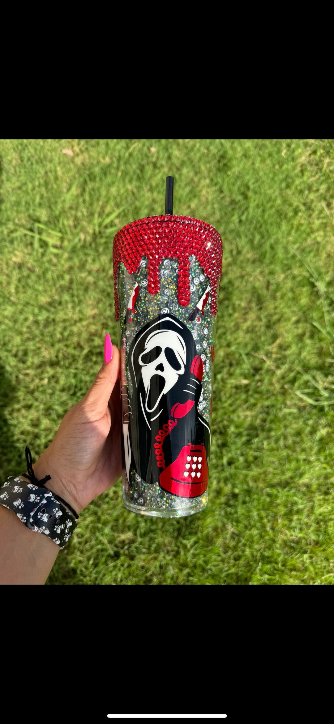 Red Drip Scary Movie Rhinestone Filled Tumbler - Etsy