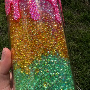 Rainbow Rhinestone Filled Tumbler With Drip - Etsy