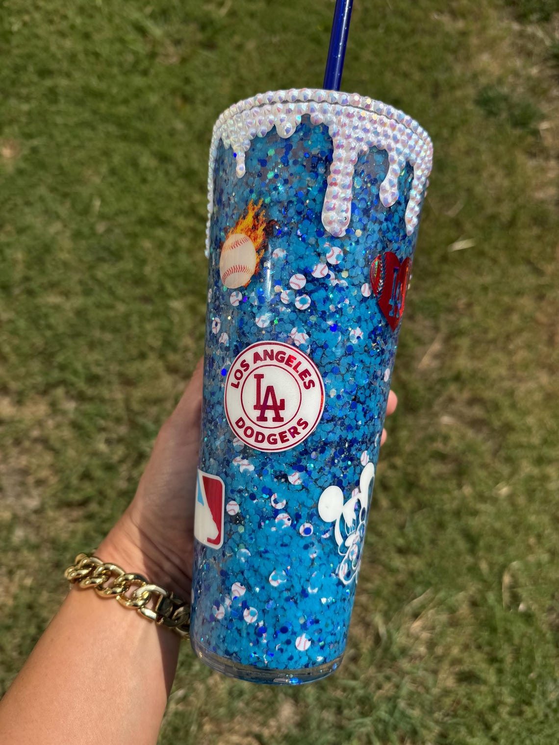 LA Baseball Glow in the Dark Snowglobe Tumbler With Bling Drip - Etsy