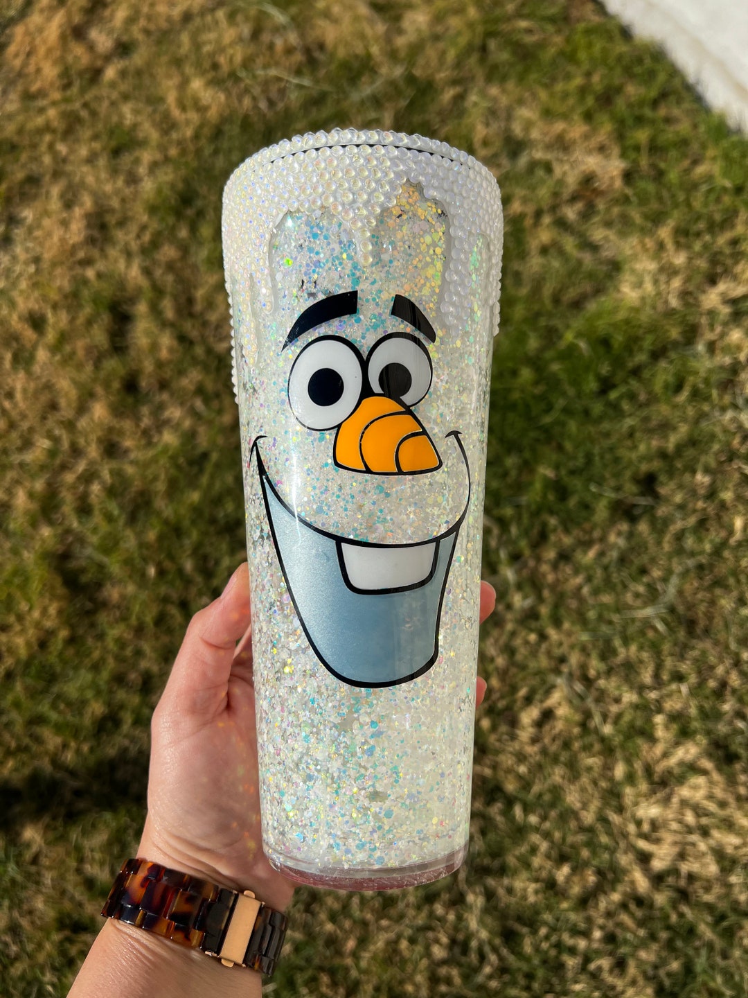 Snowman glow in the dark Snowglobe tumbler with rhinestone drip - Etsy.de