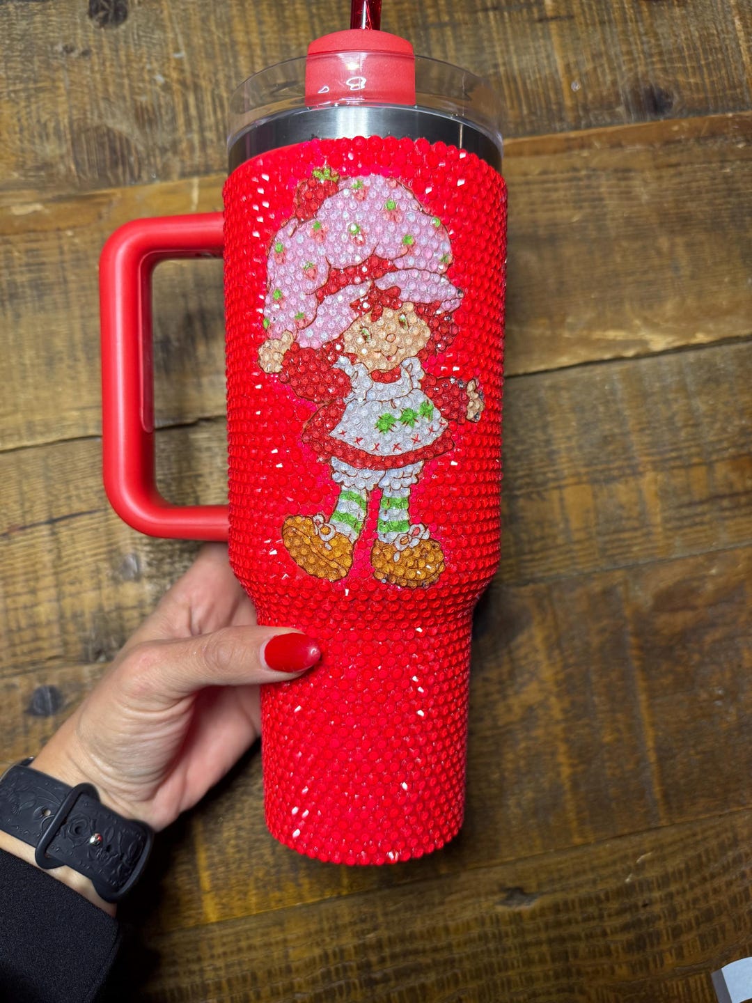 RED Strawberry Girl Fully Blinged Stanley - Etsy