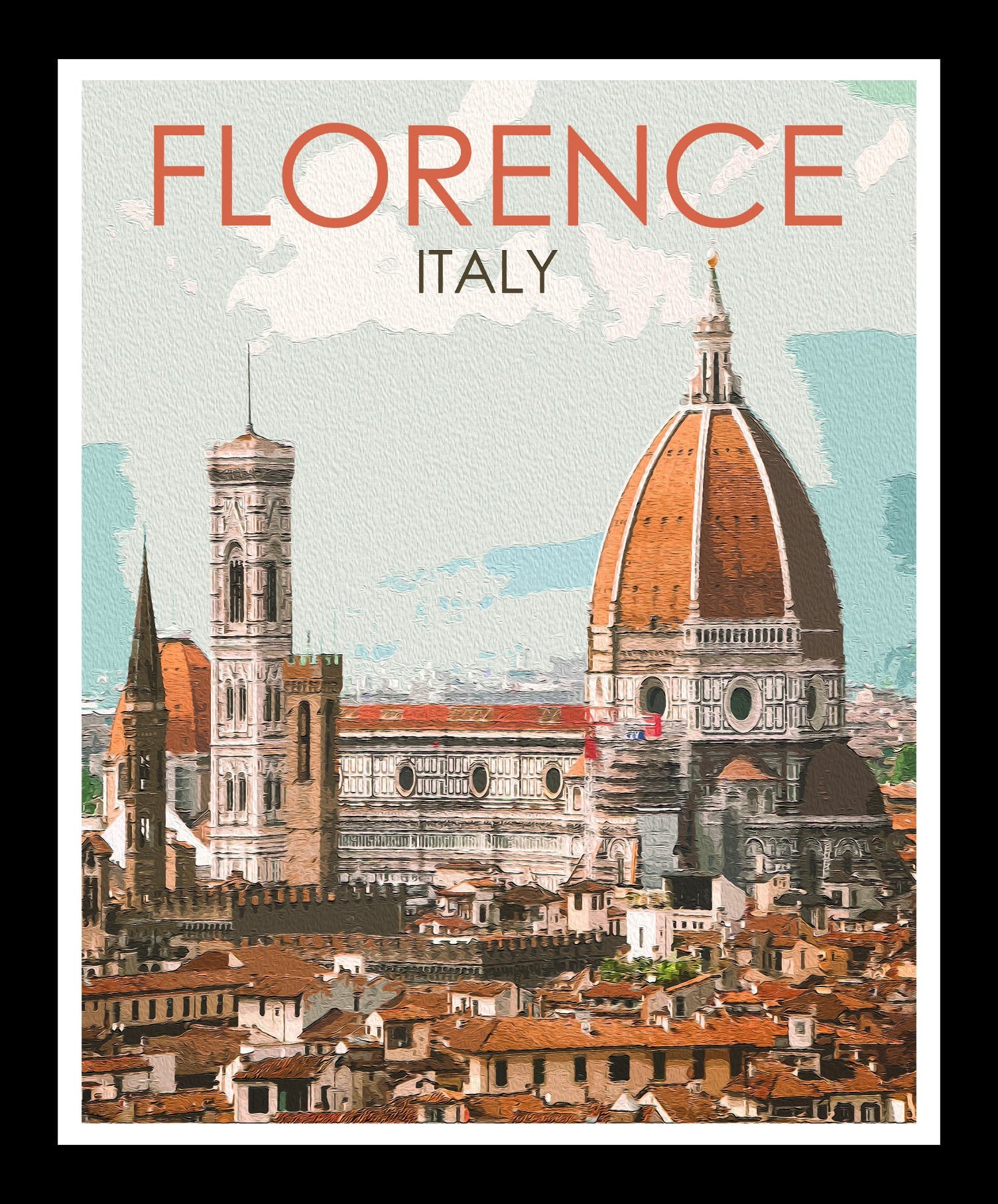 Travel Poster, Florence Italy, Graphic Design, Digital Downloadable ...