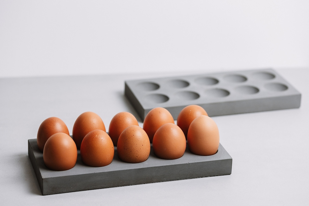 Concrete Egg Tray 10 Slots, Minimalist Kitchen Organizer, Modern Grey ...