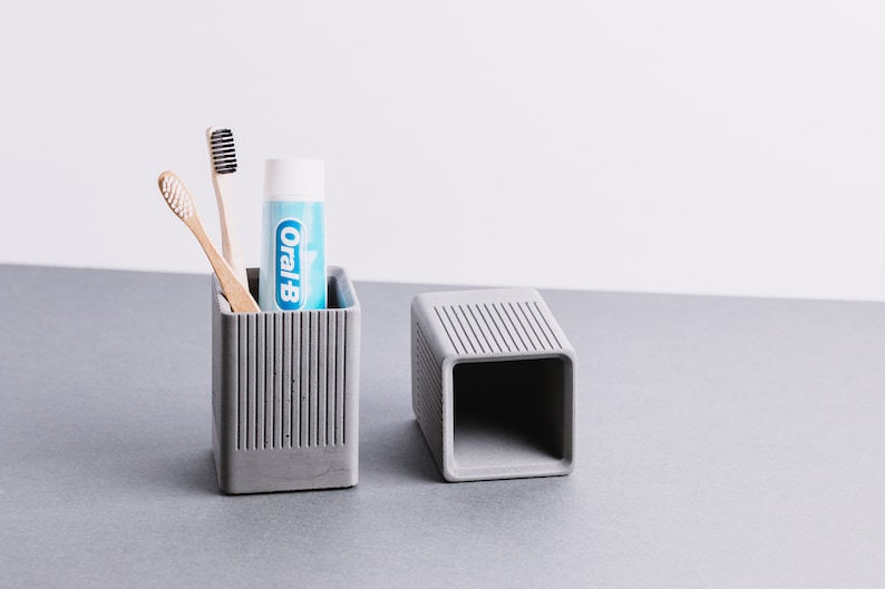Concrete Toothbrush Holder Mid-century / Retro Minimalist | Etsy