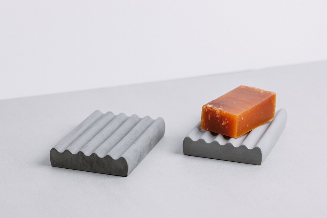Wave Concrete Soap Dish, Scalloped Minimalist Soap Holder, Modern ...