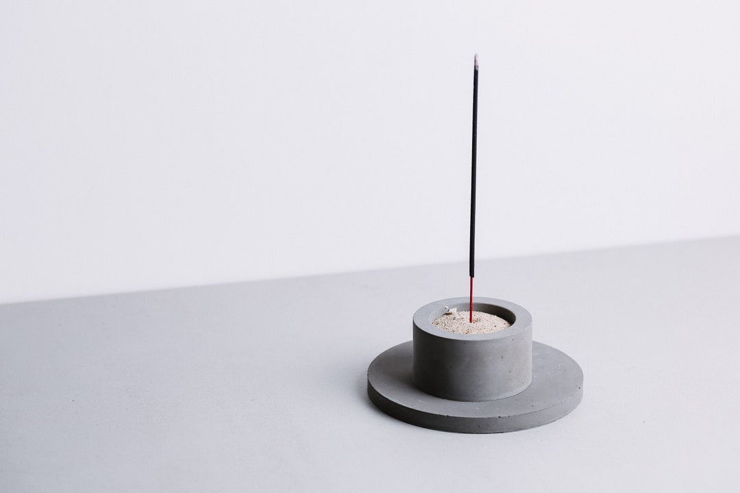 Concrete Incense Holder | Cement Modern Round Incense Burner | Minimal ...