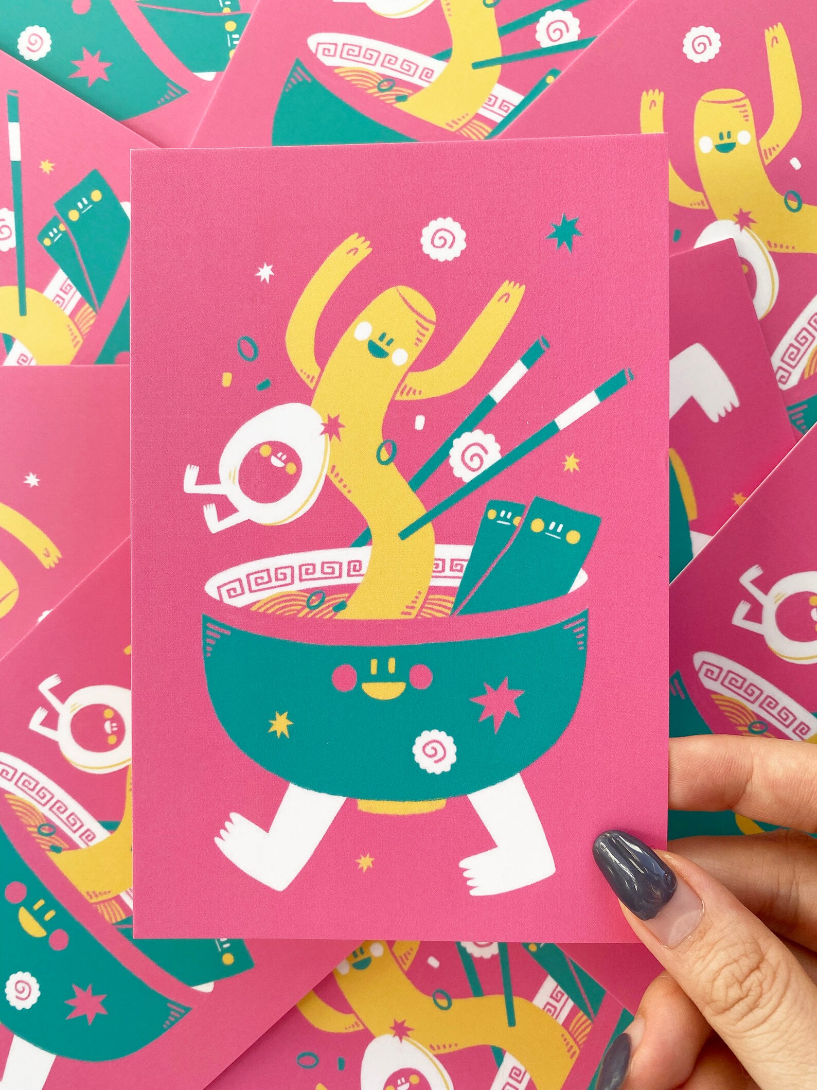 Ramen Party Premium Postcard Kawaii Cute Food Postcard - Etsy