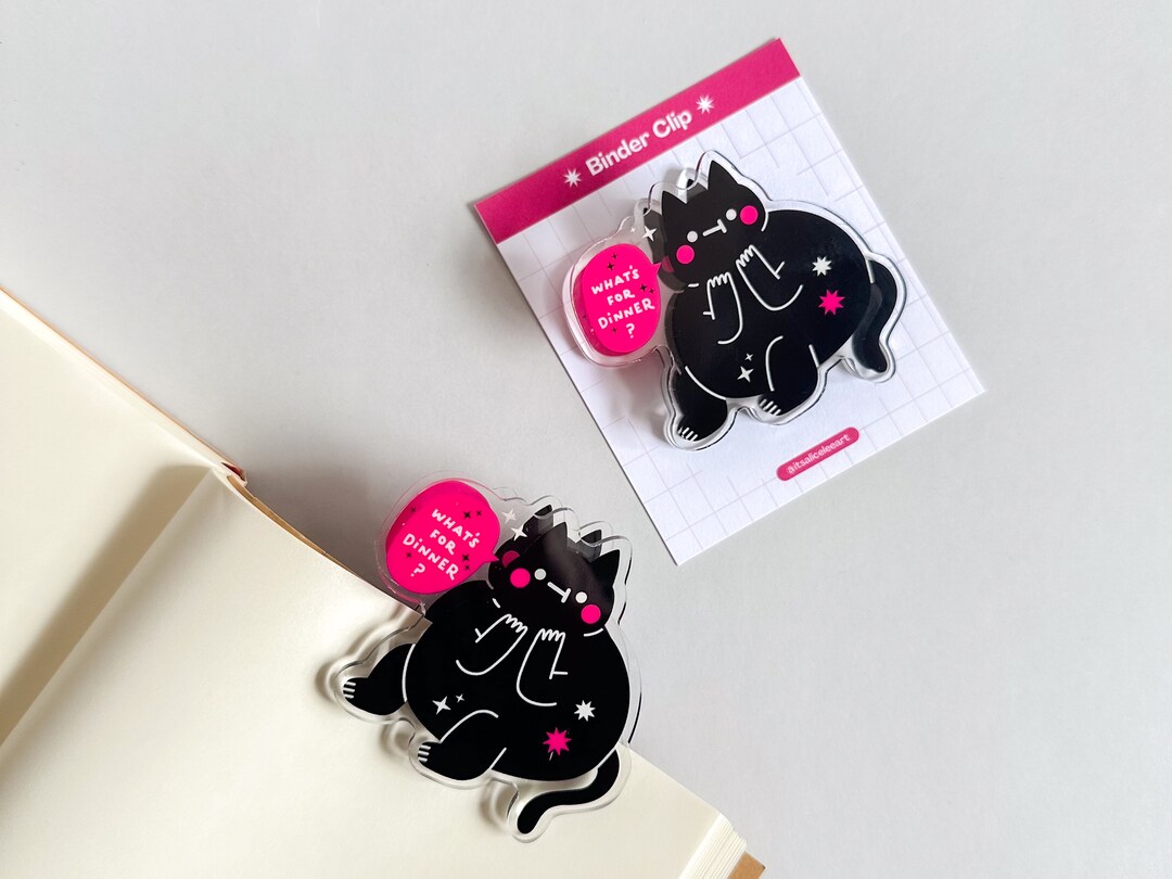 Hungry Cat Clip | Kawaii Animal Acrylic Clips | Cute Office Stationery ...