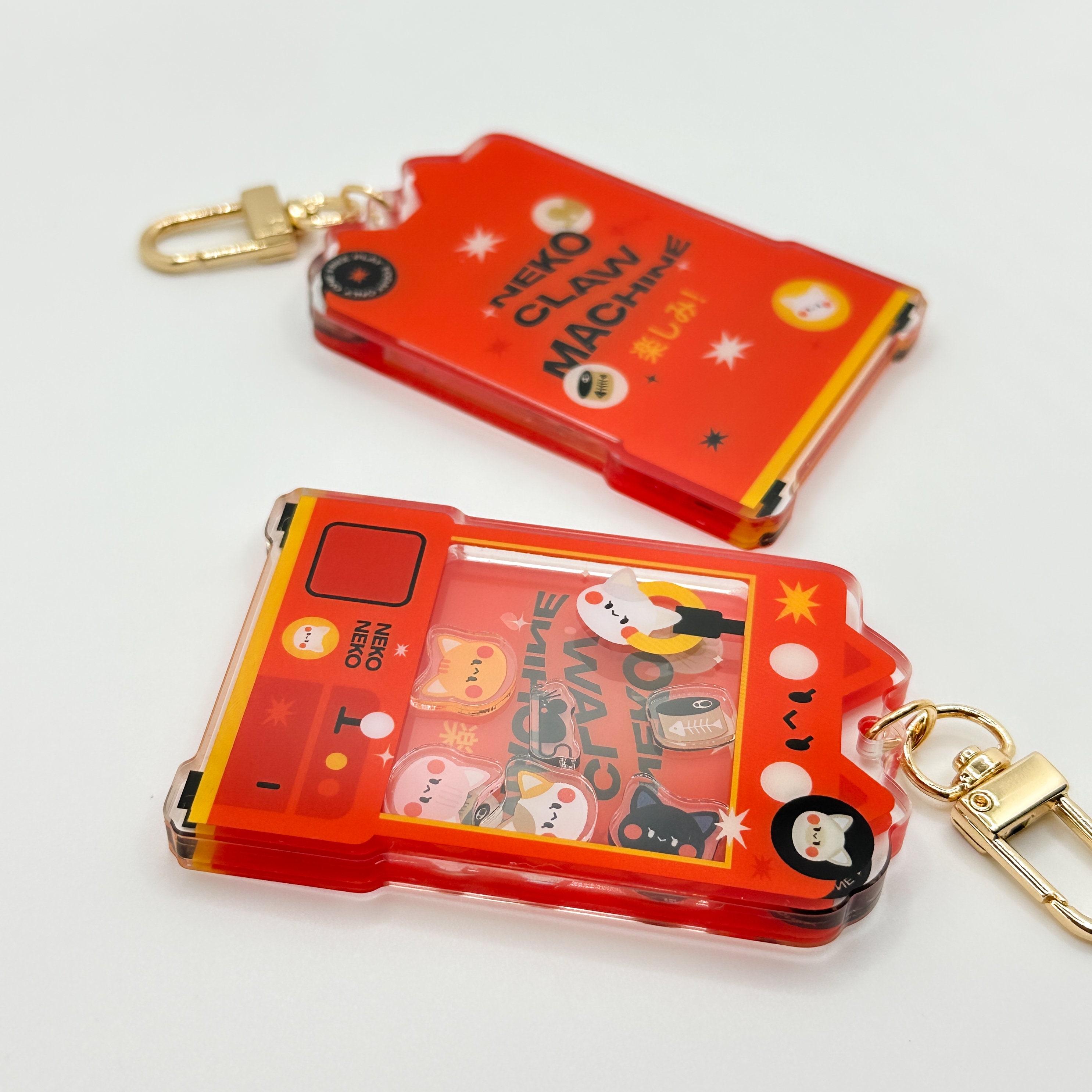 Neko Claw Machine Keychain Kawaii Cat Shaker Keychains Cute Japanese ...