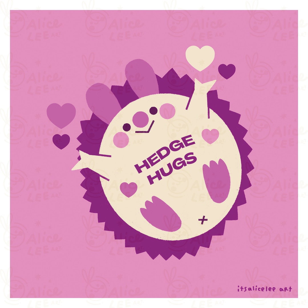 Hedge Hugs | Cute Valentine's Day Art Print | Kawaii Animal ...