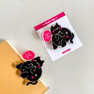 Hungry Cat Clip | Kawaii Animal Acrylic Clips | Cute Office Stationery ...