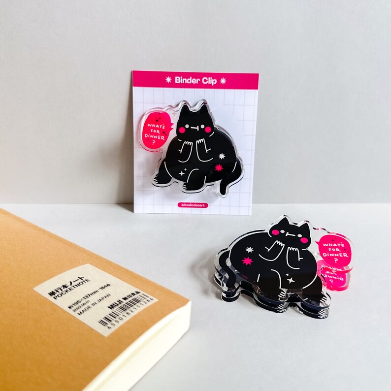 Hungry Cat Clip | Kawaii Animal Acrylic Clips | Cute Office Stationery ...