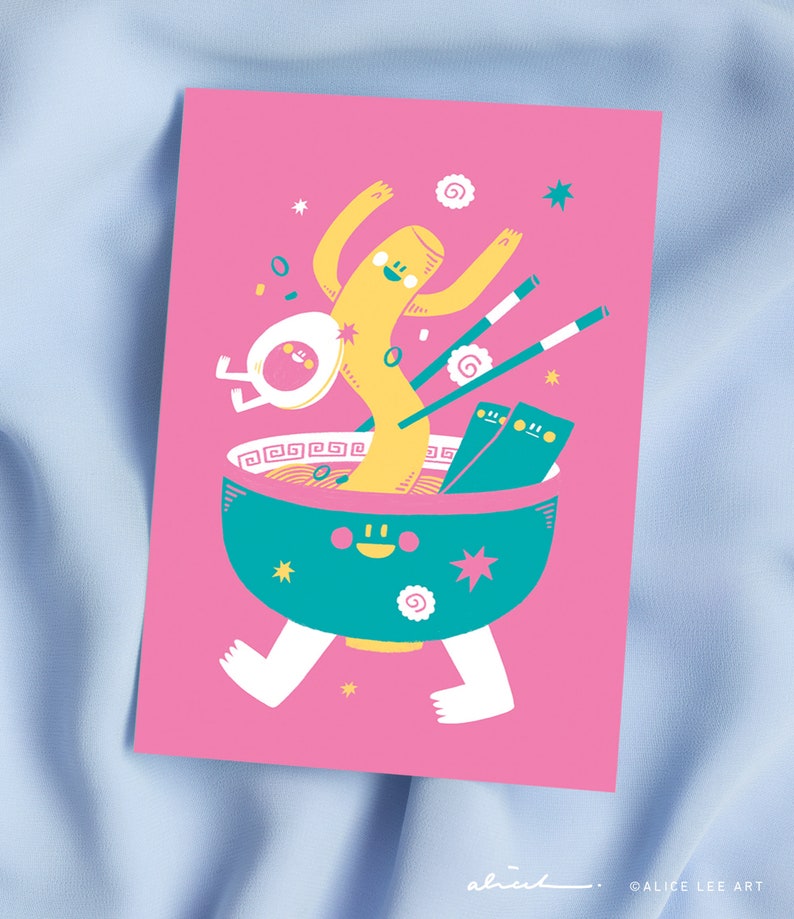 Ramen Party Premium Postcard Kawaii Cute Food Postcard - Etsy