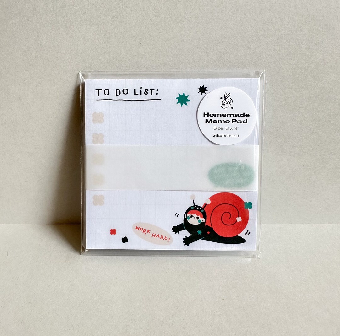 Snail To-do List Memo Pad | Cute Handmade Memo Pads | Kawaii Office ...