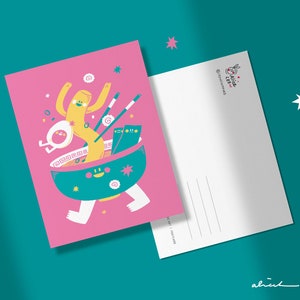 Ramen Party Premium Postcard Kawaii Cute Food Postcard - Etsy