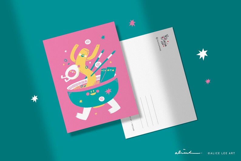 Ramen Party Premium Postcard Kawaii Cute Food Postcard - Etsy
