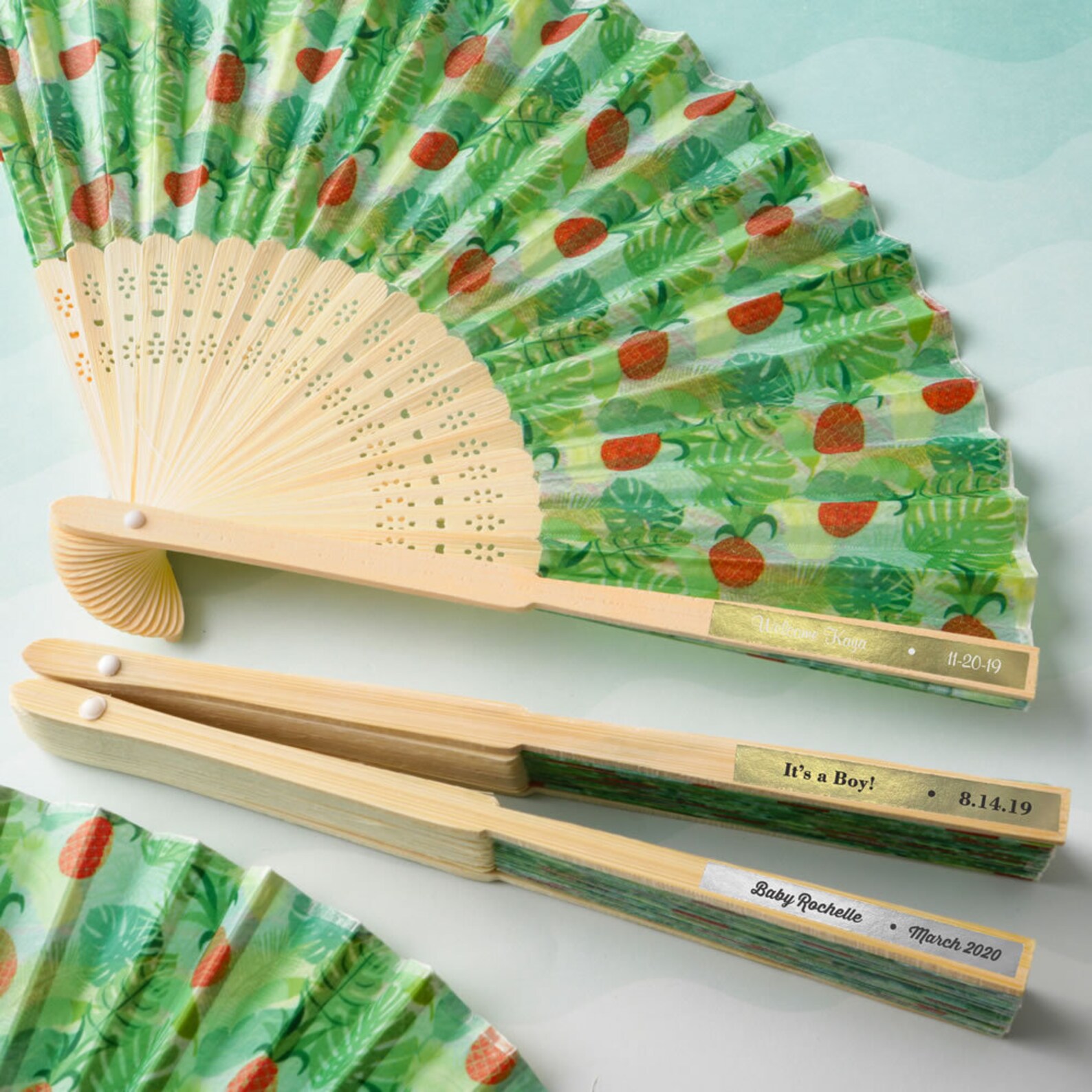 50-200 Personalized Metallics Pineapple Themed Fan Tropical - Etsy