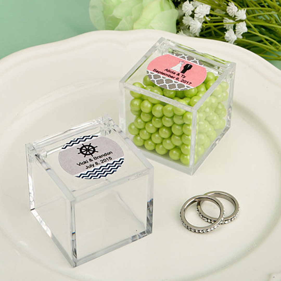 Personalized Square Acrylic Candy Box Favor Container 1 3/4, Custom ...