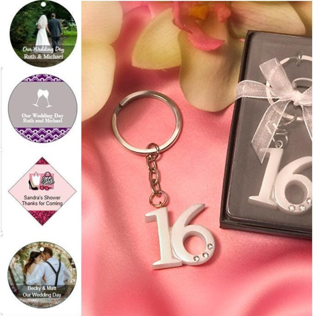 20-144 Sweet 16 Keychain Favor in Gift Box W/ Optional - Etsy