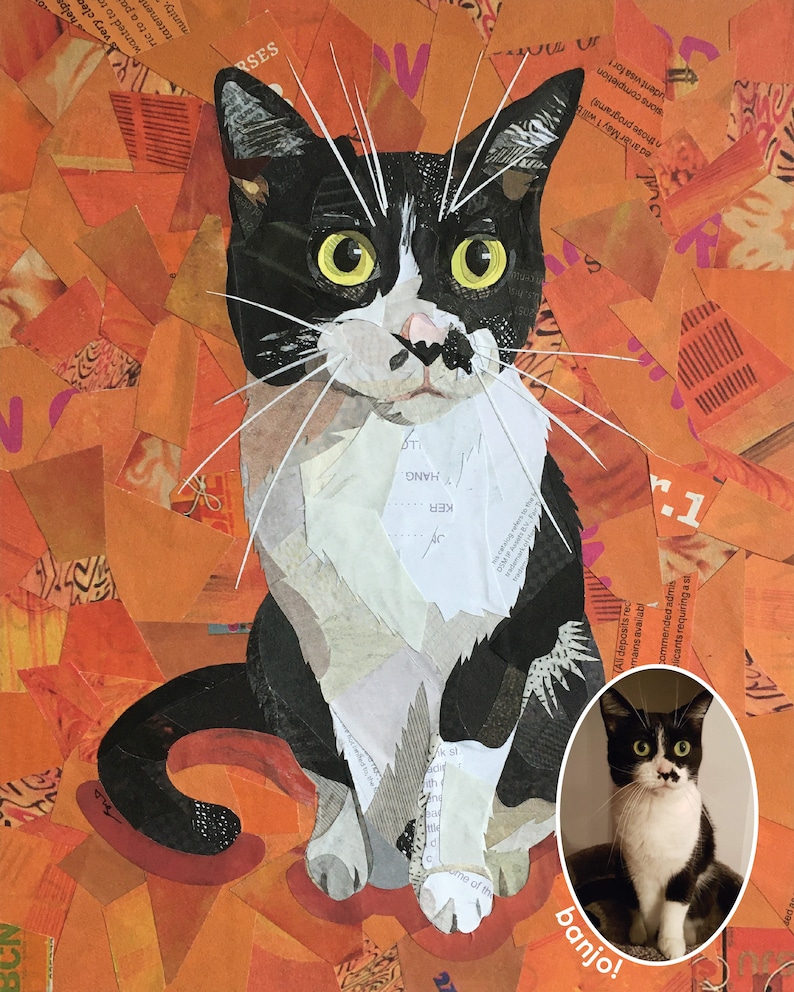 8x10 Custom Cat Pet Portrait Collage - Etsy