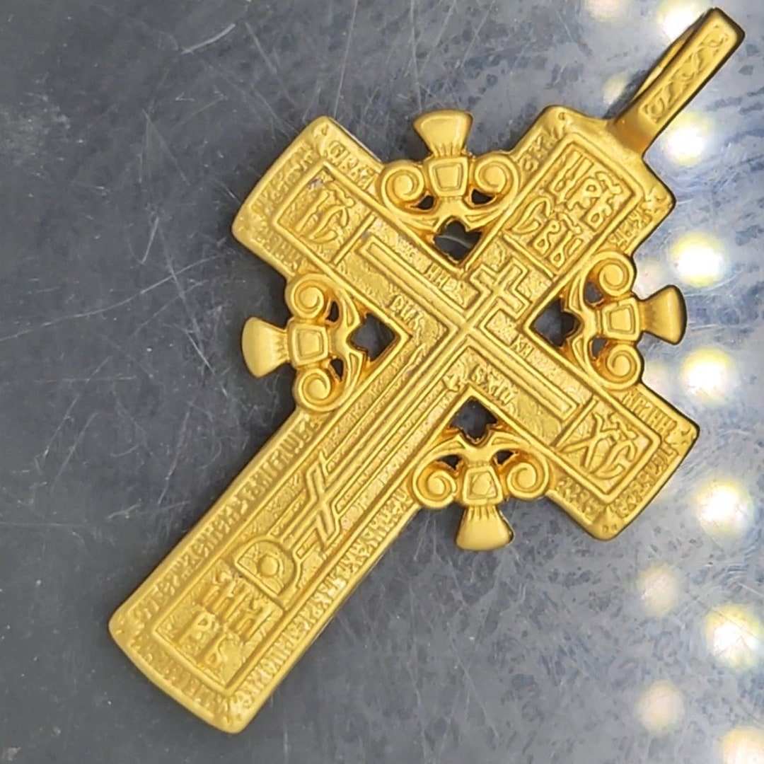 24k Solid Gold Orthodox Letter Cross Pendant 999 Purity by ...