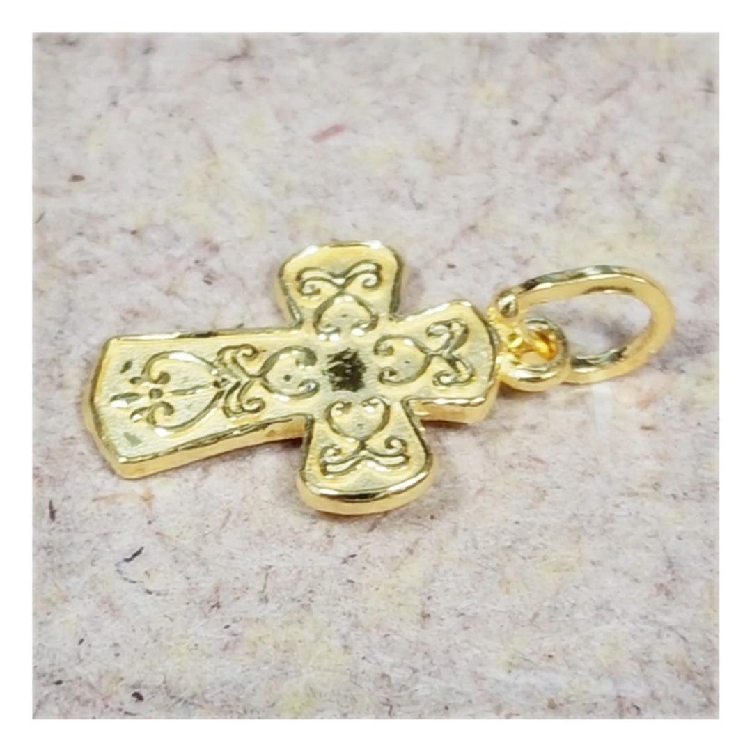 24k Solid Gold Cross Pendant, Double Side by Estherleejewel 999 Purity ...