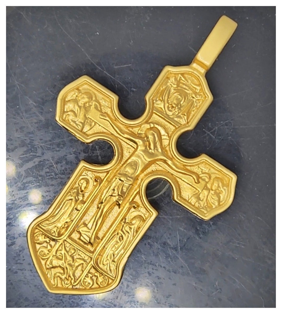 24k Solid Gold Jesus and Saint George Cross Pendant 999 Purity by ...