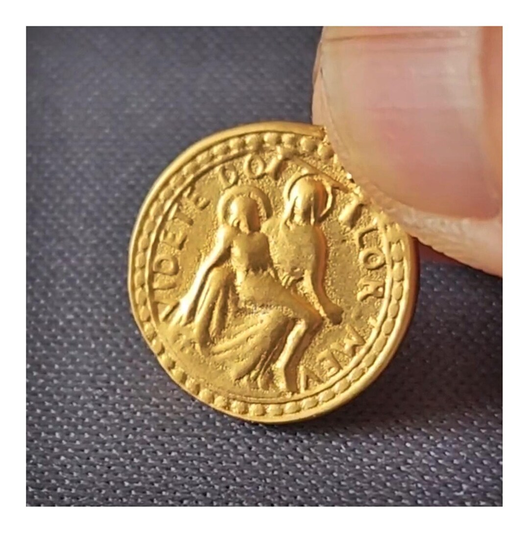 24k Solid Gold Pieta and Saint Bernard 999 Purity - Etsy