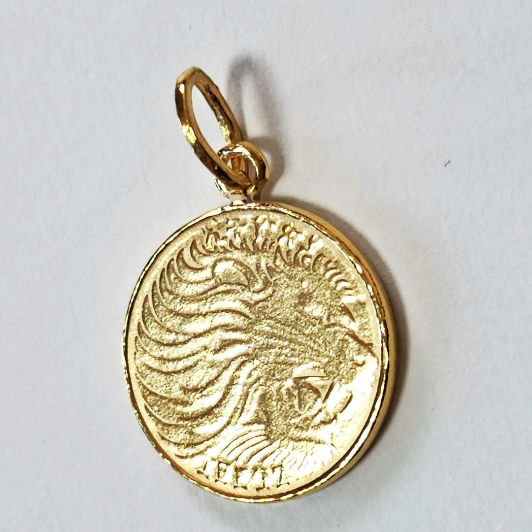 24k Solid Gold 18k Gold Ethiopia Coin Lion Leo Pendant I 999 Purity by ...