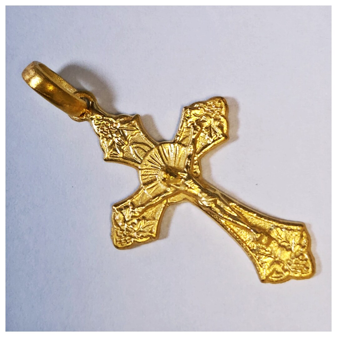 24k Solid Gold Cross Crucifix Pendant 999 Purity Pc28 by Estherleejewel ...