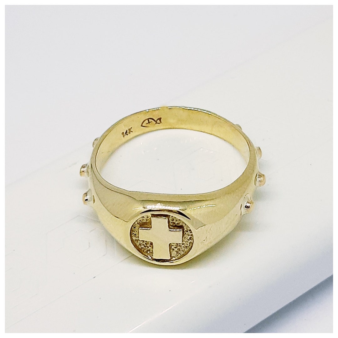 14k /18k Solid Gold Catholic Rosary Ring by Estherleejewel Comfort Fit ...