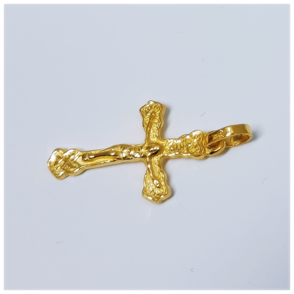 24k Solid Gold Crucifix Cross Pendant Pure Gold Pc4 by | Etsy