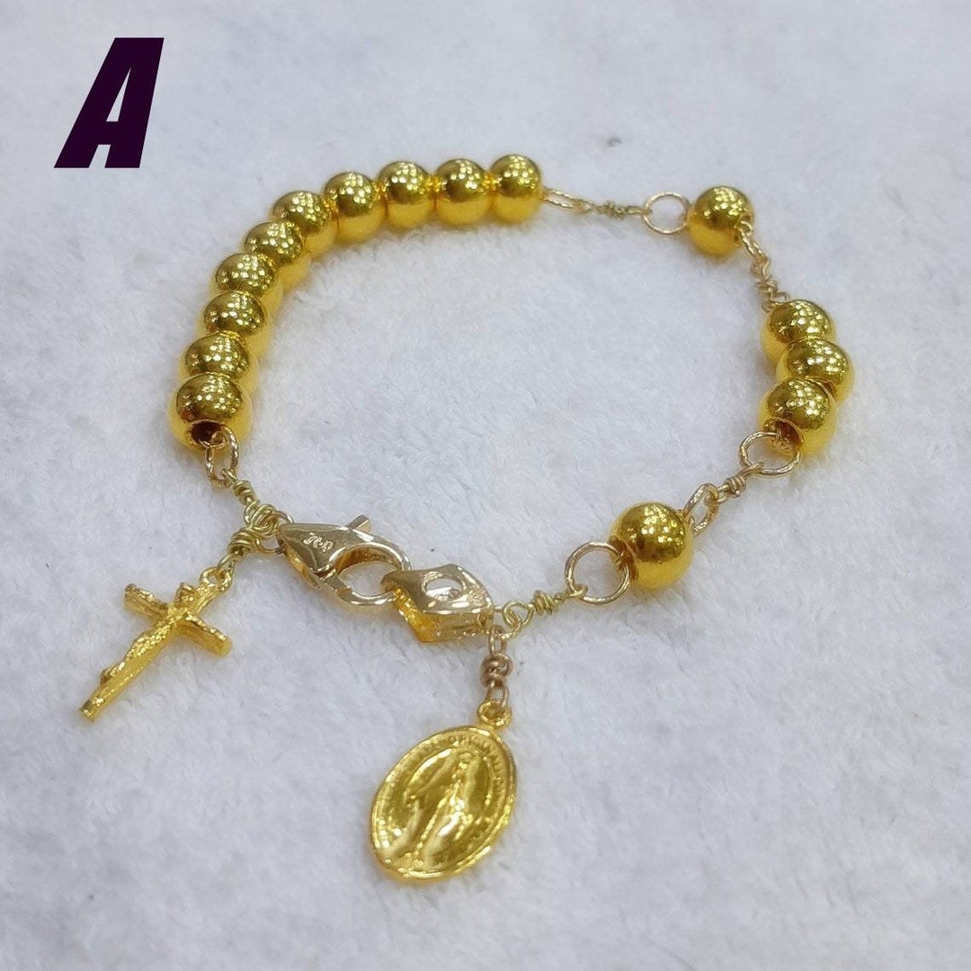 24k Solid Gold Rosary Bracelet 7mm Ball by Estherleejewel 15pcs - Etsy