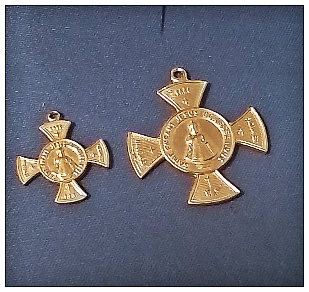 24k Solid Gold Jesus of Prague Cross Pendant by Estherleejewel 2 Sides ...