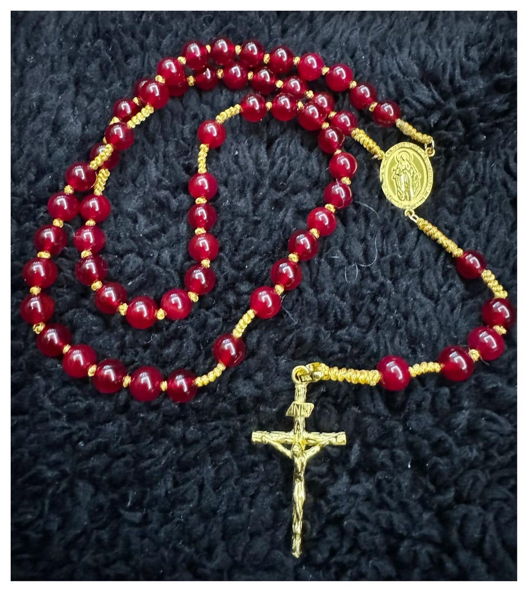 Unique 24k Solid Gold Rosary Knot Necklace Carnelian 6mm Ball by ...