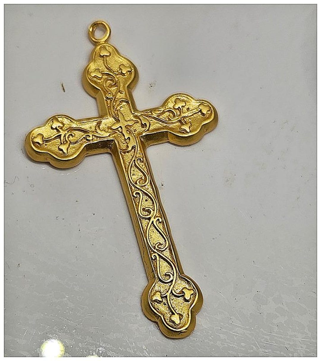 24k Solid Gold Ivy Artnouveau Cross Pendantl 999 Purity 11.6 Grams - Etsy