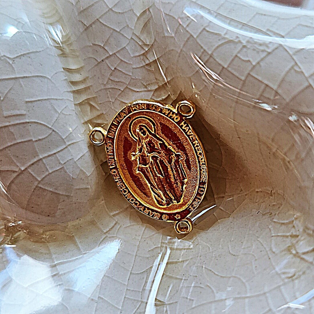 Unique 24k Solid Gold Rosary Center or Miraculous Medal Estherleejewel ...