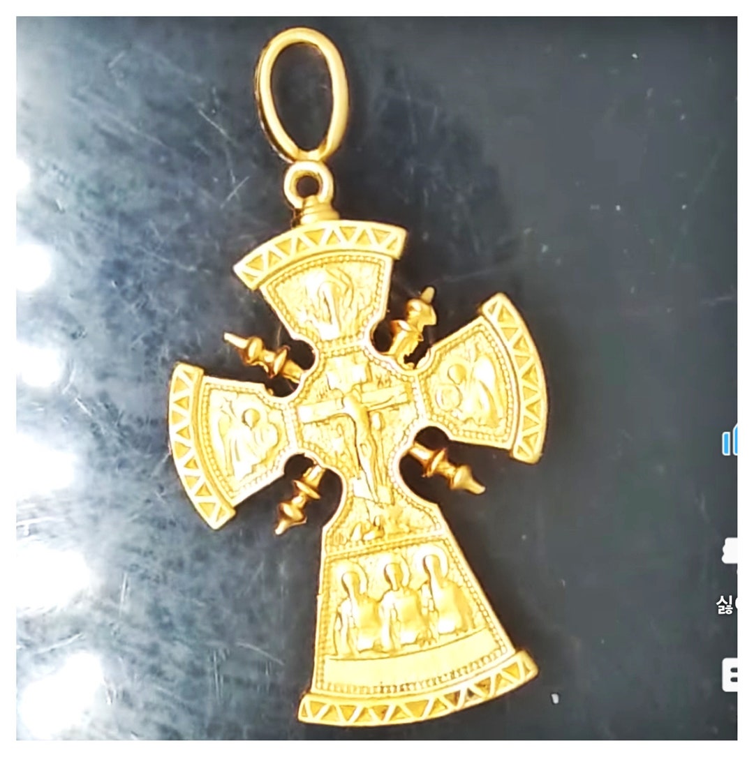 24k Solid Gold Orthodox Trinity Cross Pendant 999 Purity by ...