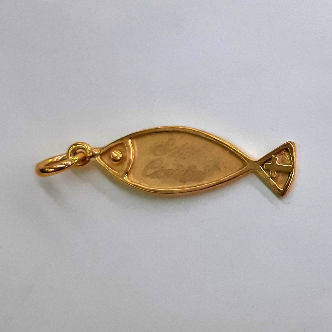 24k Solid Gold Ichthus Christian Fish Pendant 999 Free - Etsy