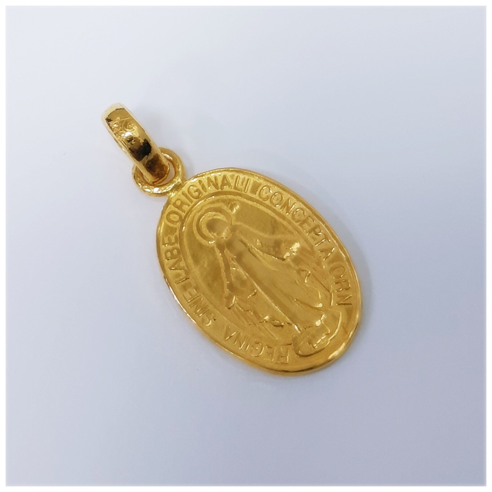 24k pure gold Catholic miraculous medal Mother Mary by | Etsy