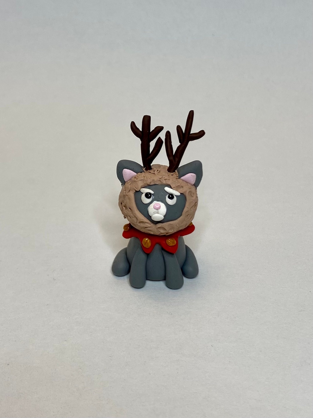 Cat in a Reindeer Costume Figurine - Etsy